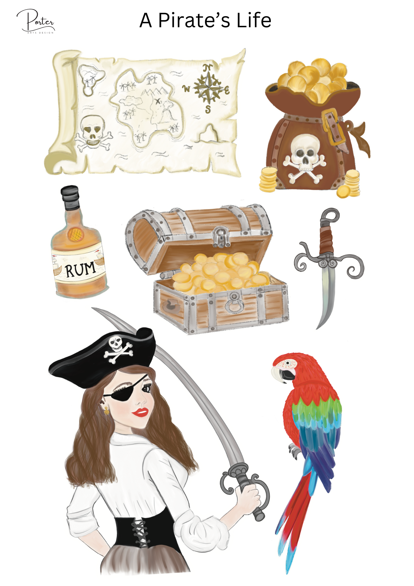 *PRINTABLE* A Pirate's Life Sticker – Porter Arts Design