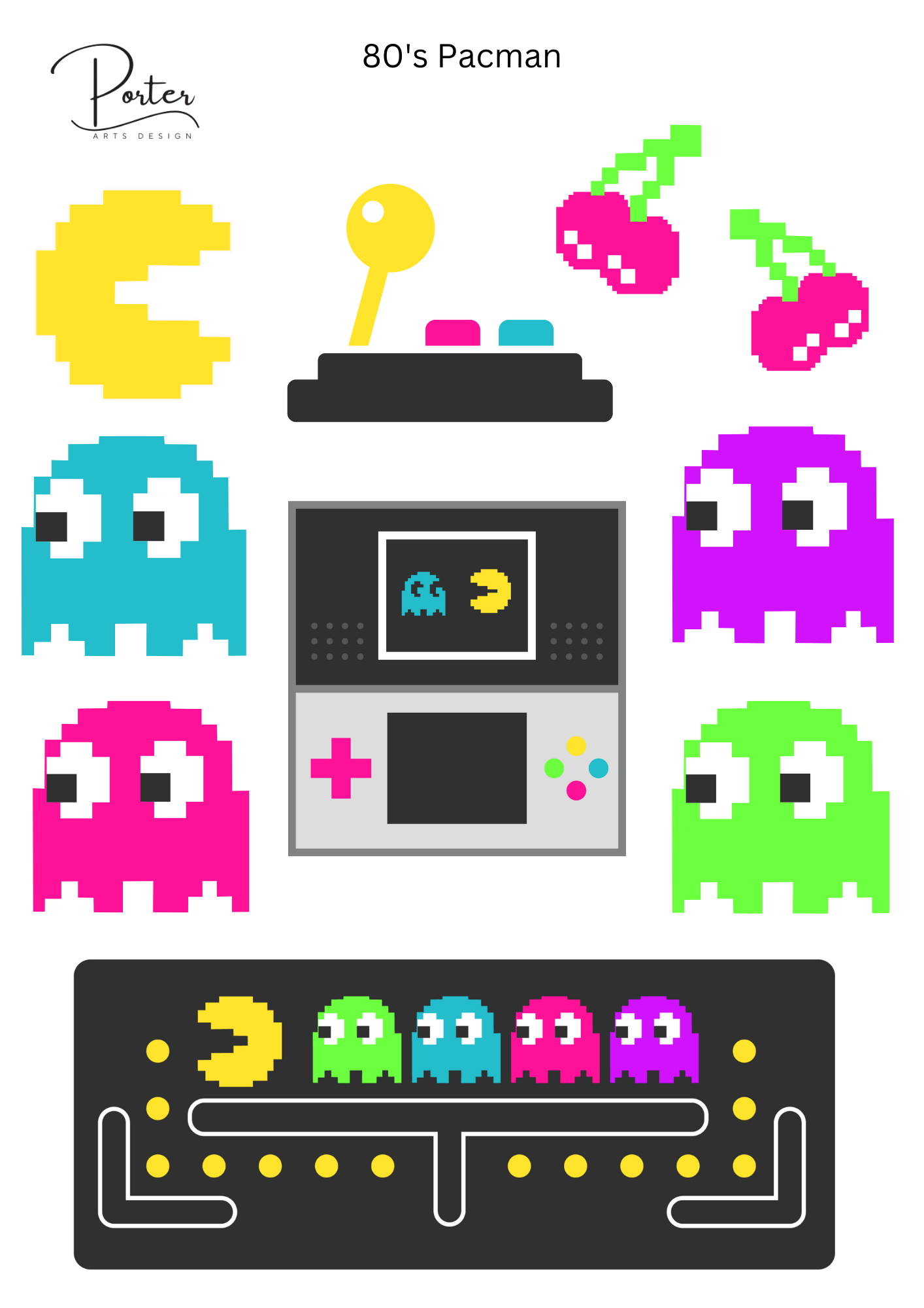 *PRINTABLE* 80's Pacman Sticker – Porter Arts Design