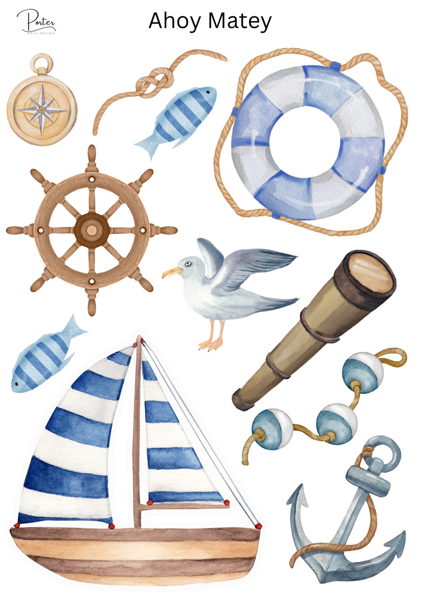*PRINTABLE* Ahoy Matey Sticker – Porter Arts Design