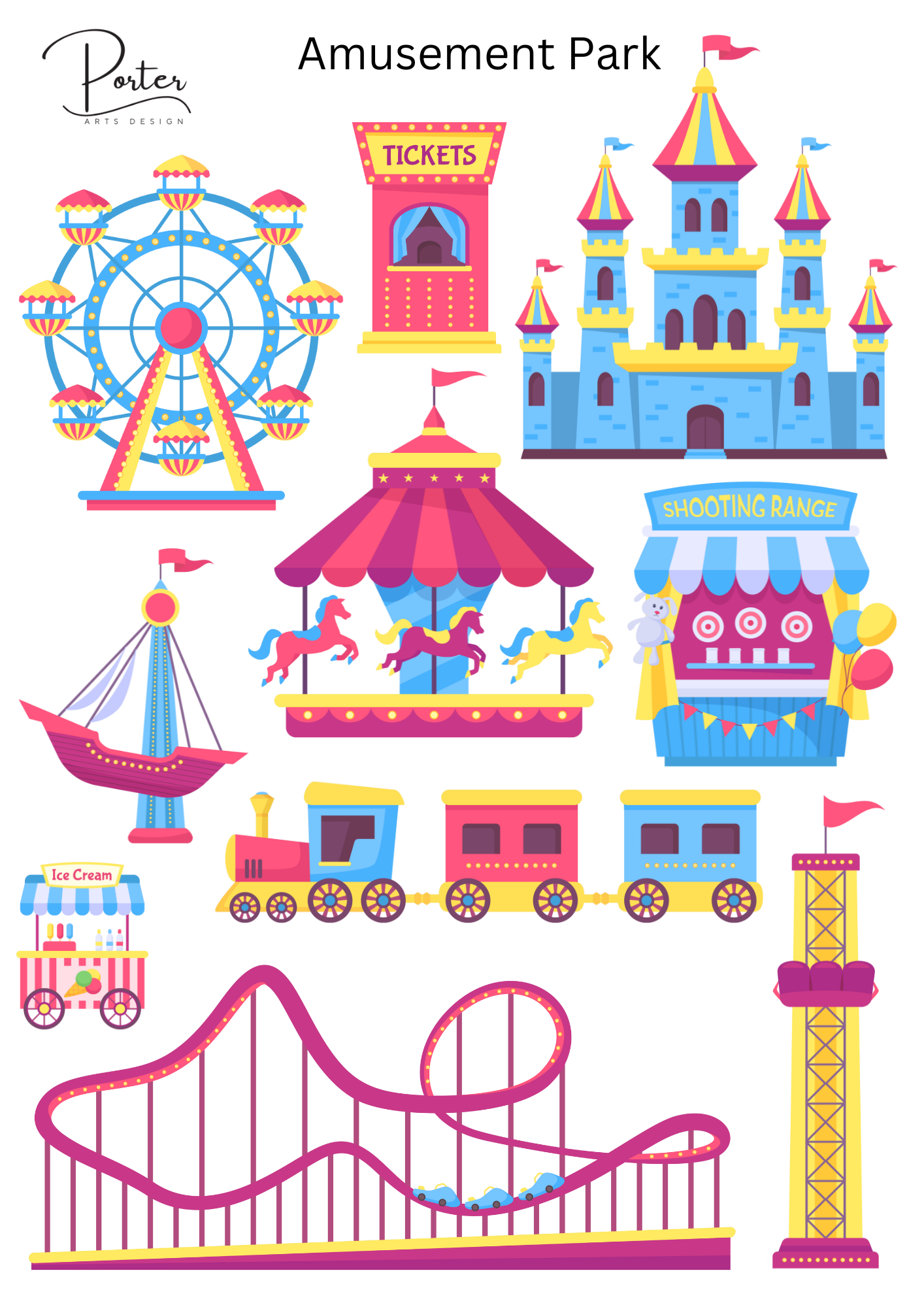 *PRINTABLE* Amusement Park Sticker – Porter Arts Design