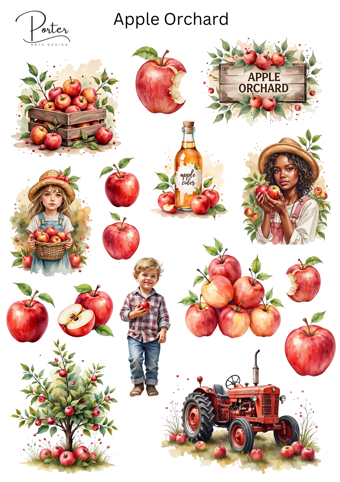 *PRINTABLE* Apple Orchard Sticker – Porter Arts Design
