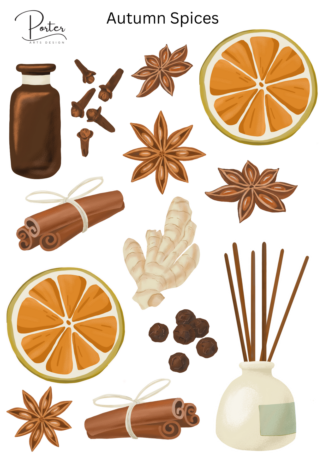 *PRINTABLE* Autumn Spice Sticker – Porter Arts Design