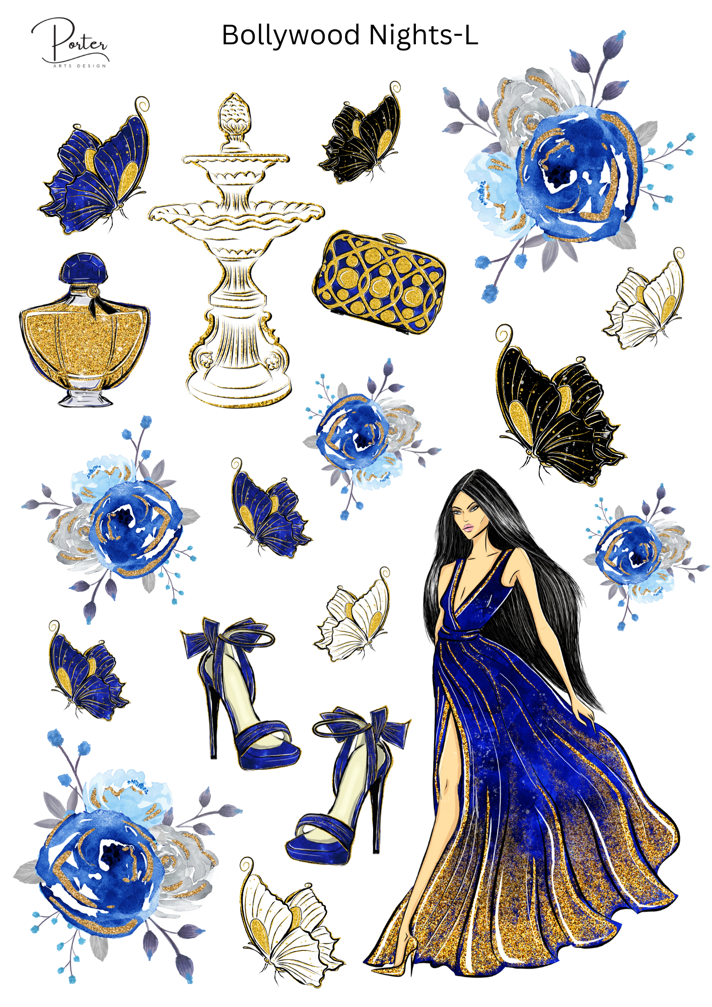 *PRINTABLE* Bollywood Nights Stickers- Two Skin Tones – Porter Arts Design