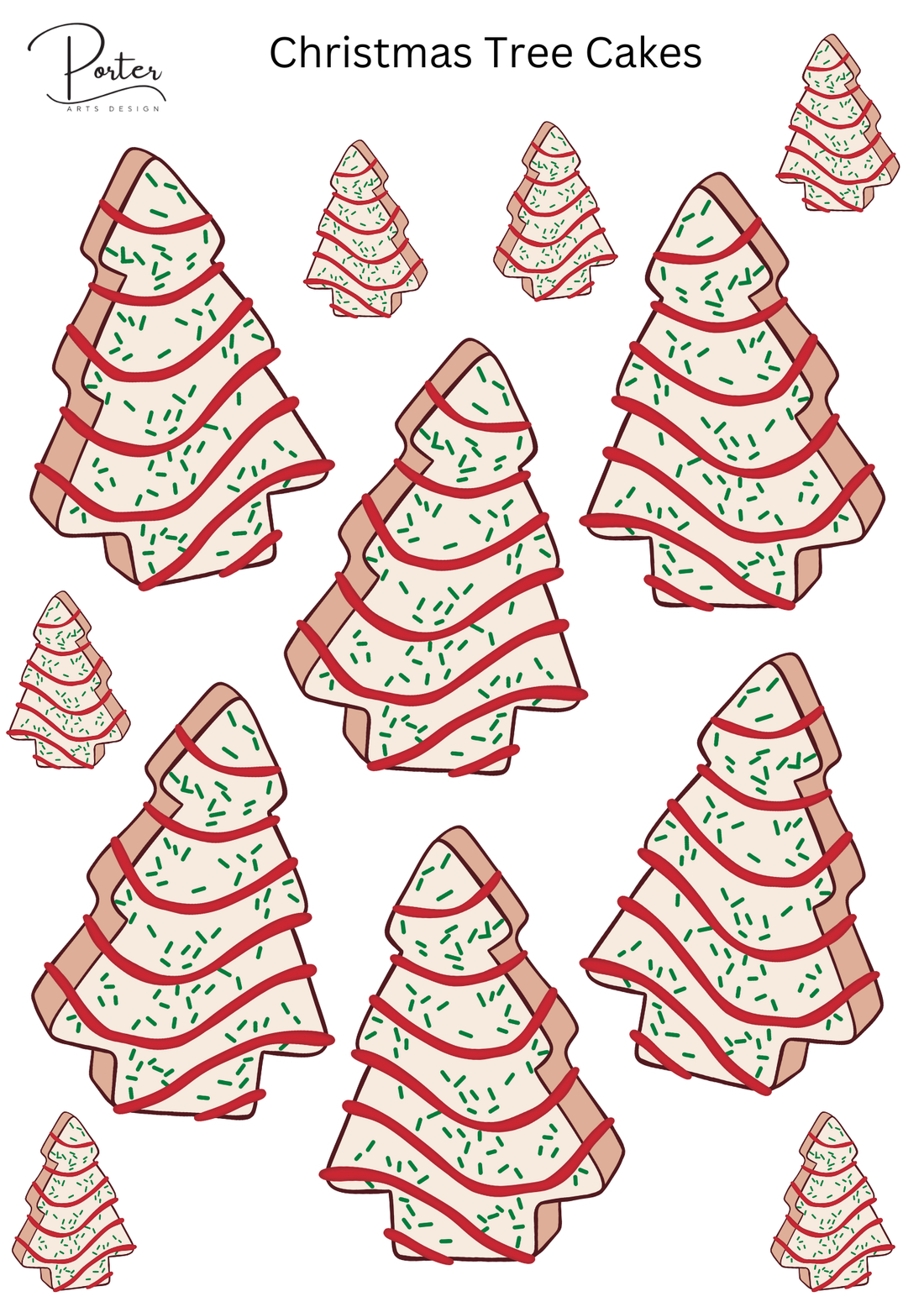 *PRINTABLE* Christmas Tree Cakes Sticker – Porter Arts Design