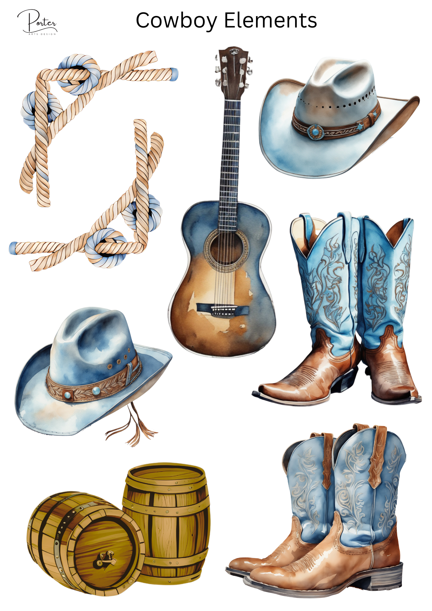 *PRINTABLE* Cowboy Elements Sticker – Porter Arts Design