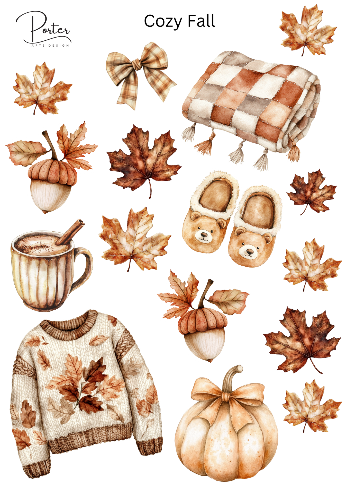*PRINTABLE* Cozy Fall Sticker Sheet – Porter Arts Design