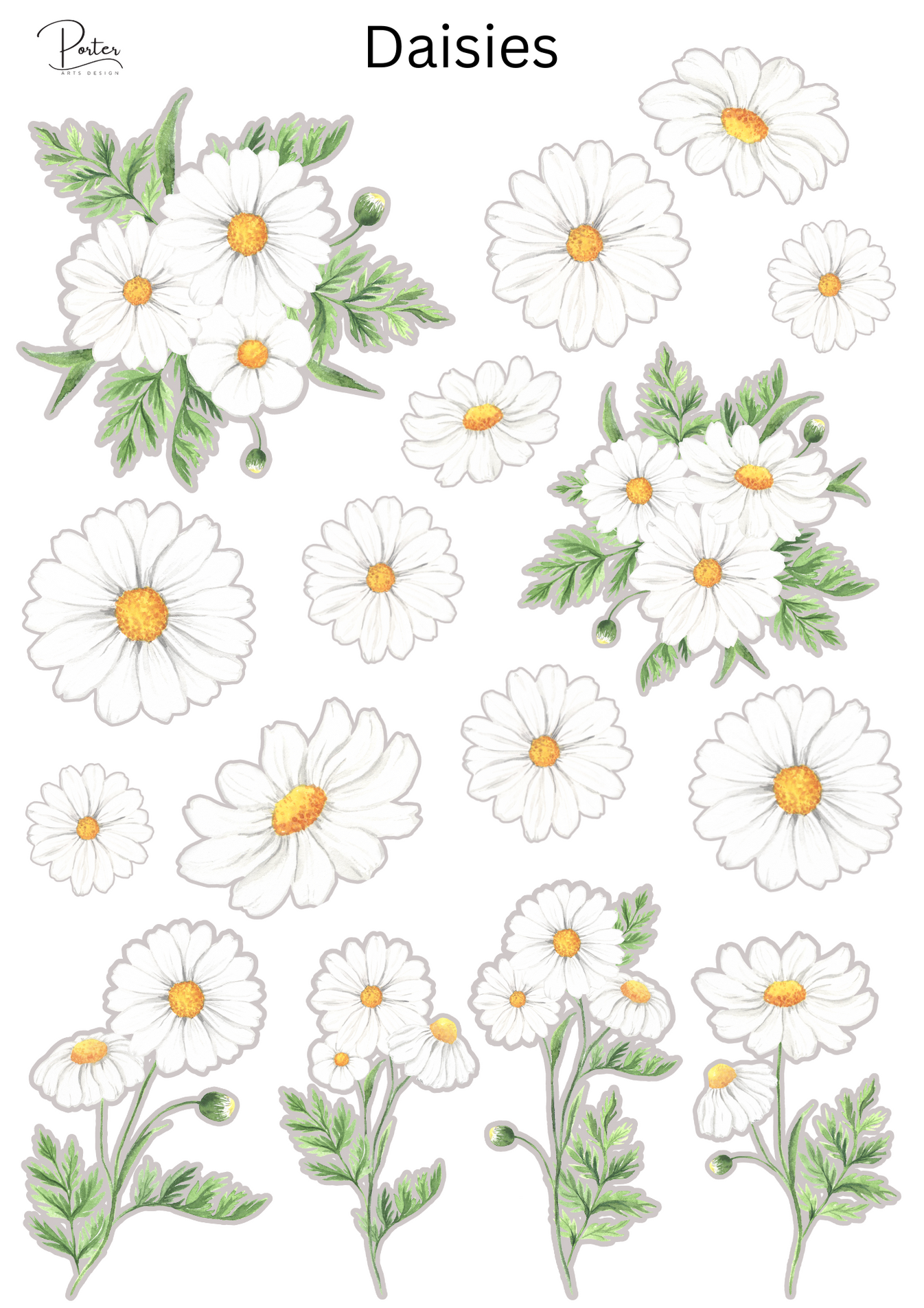 *PRINTABLE* Daisies Sticker – Porter Arts Design