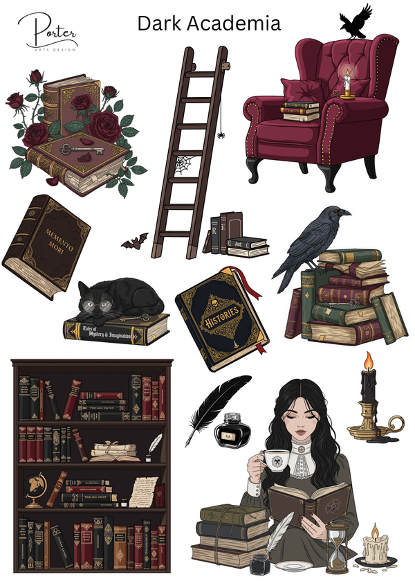 *PRINTABLE* Dark Academia Sticker – Porter Arts Design