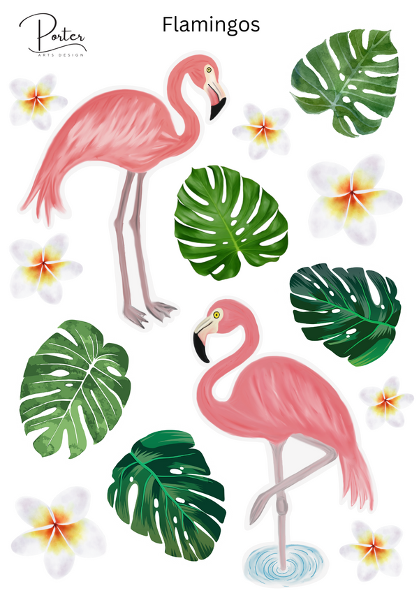 *PRINTABLE* Flamingos Sticker – Porter Arts Design