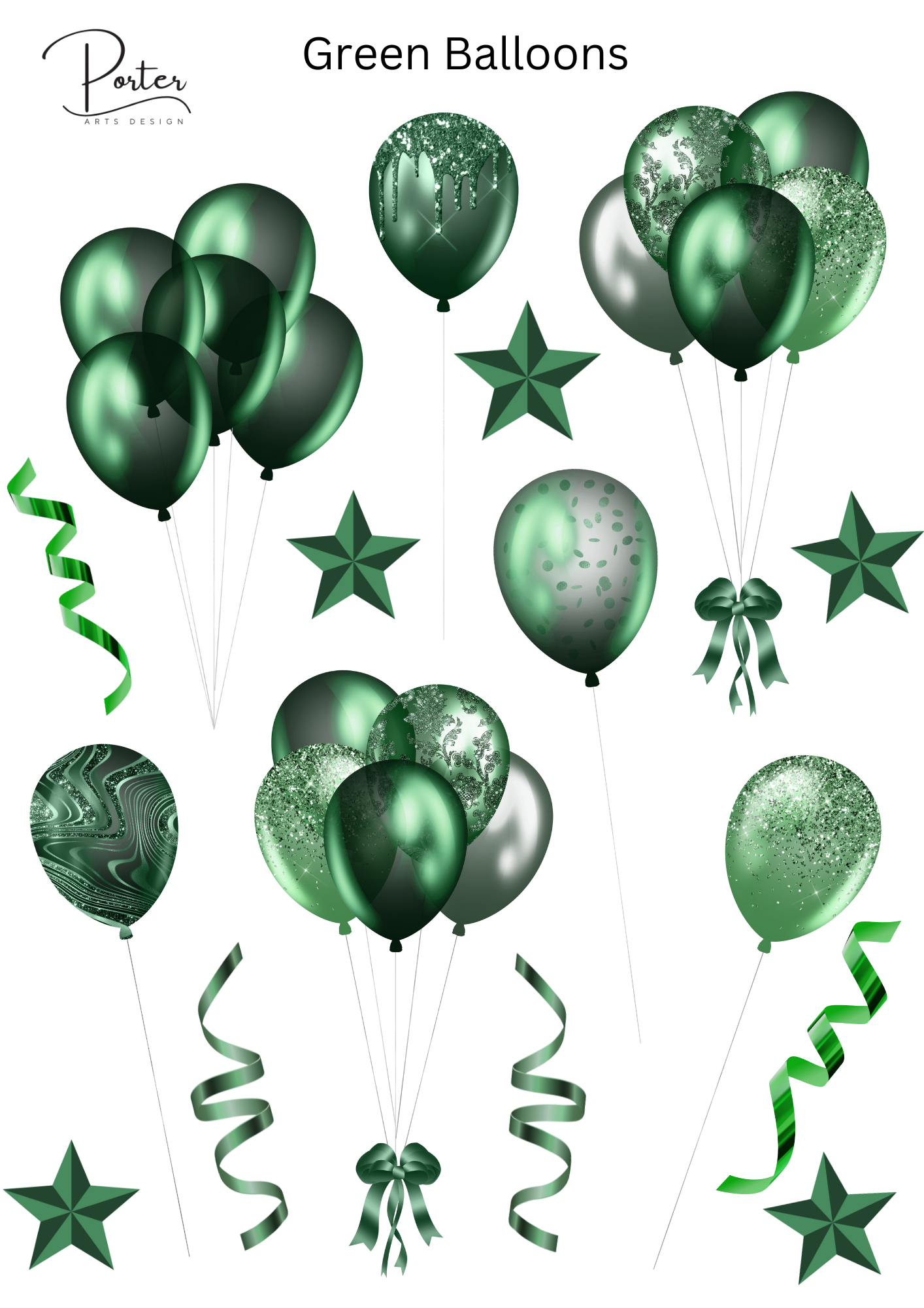 *PRINTABLE* Green Balloons Sticker – Porter Arts Design