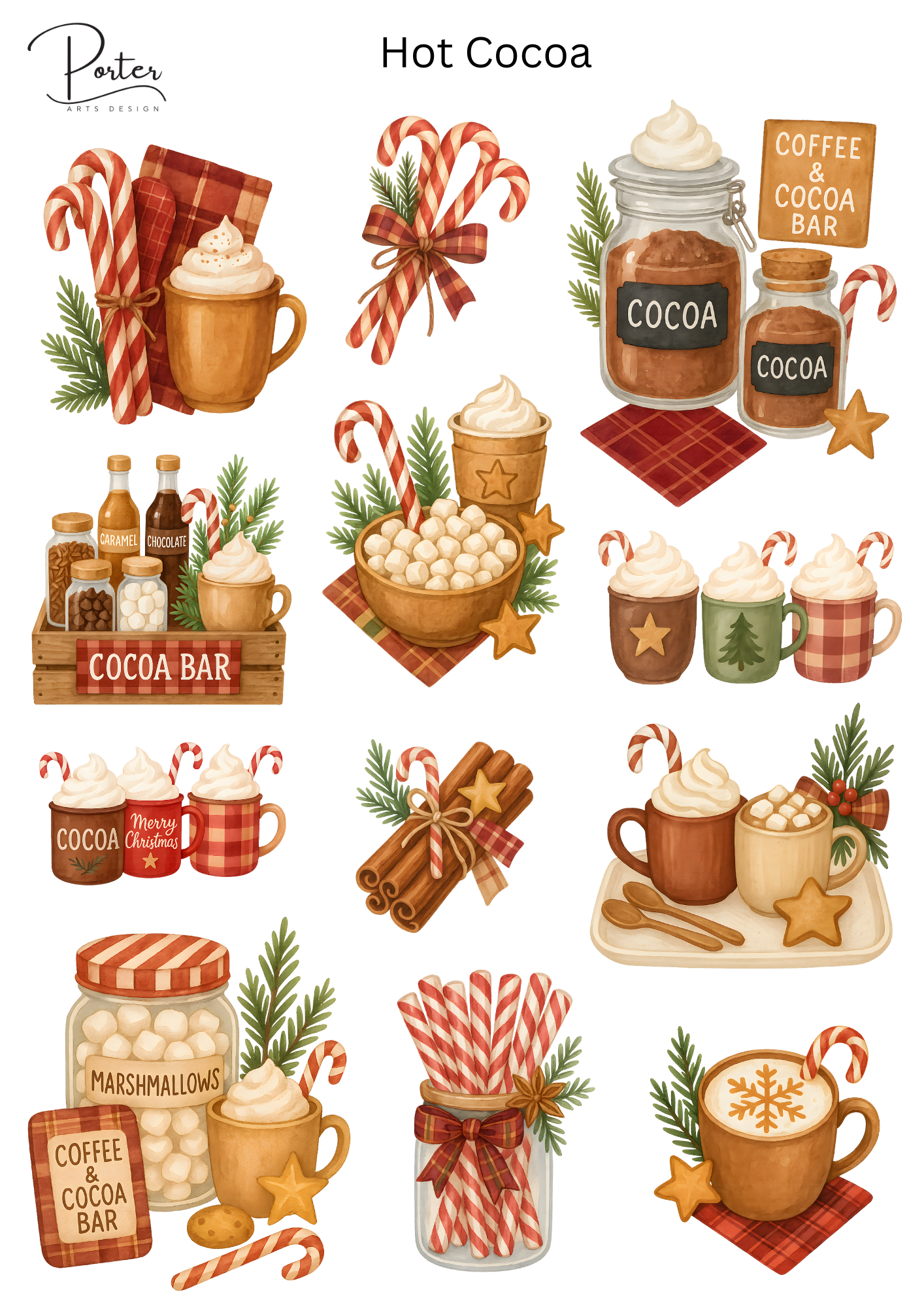 *PRINTABLE* Hot Cocoa Sticker – Porter Arts Design