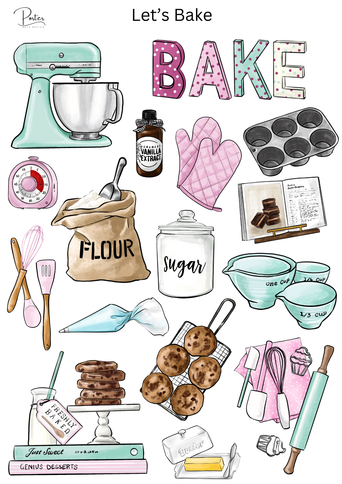 *PRINTABLE* Let's Bake Sticker – Porter Arts Design