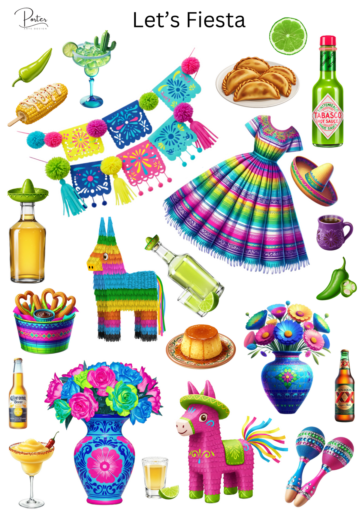 *PRINTABLE* Let's Fiesta Sticker – Porter Arts Design