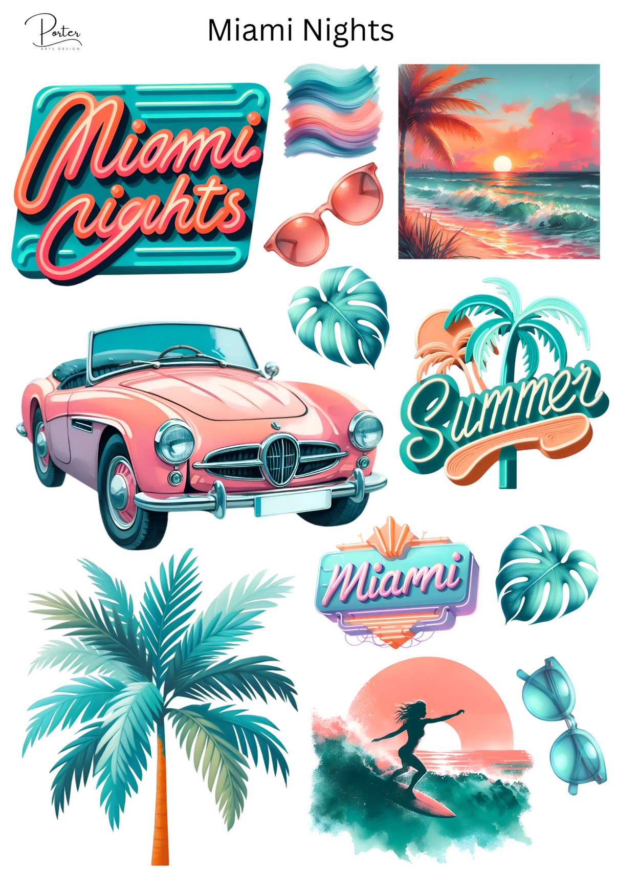*PRINTABLE* Miami Nights Sticker – Porter Arts Design