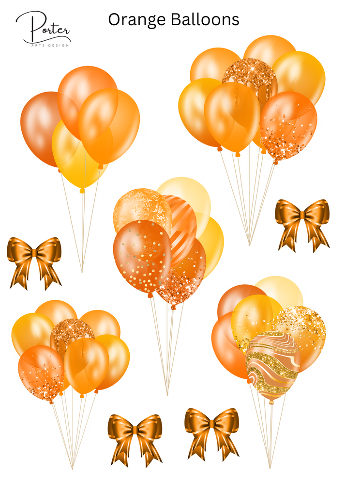 *PRINTABLE* Orange Balloons Sticker – Porter Arts Design