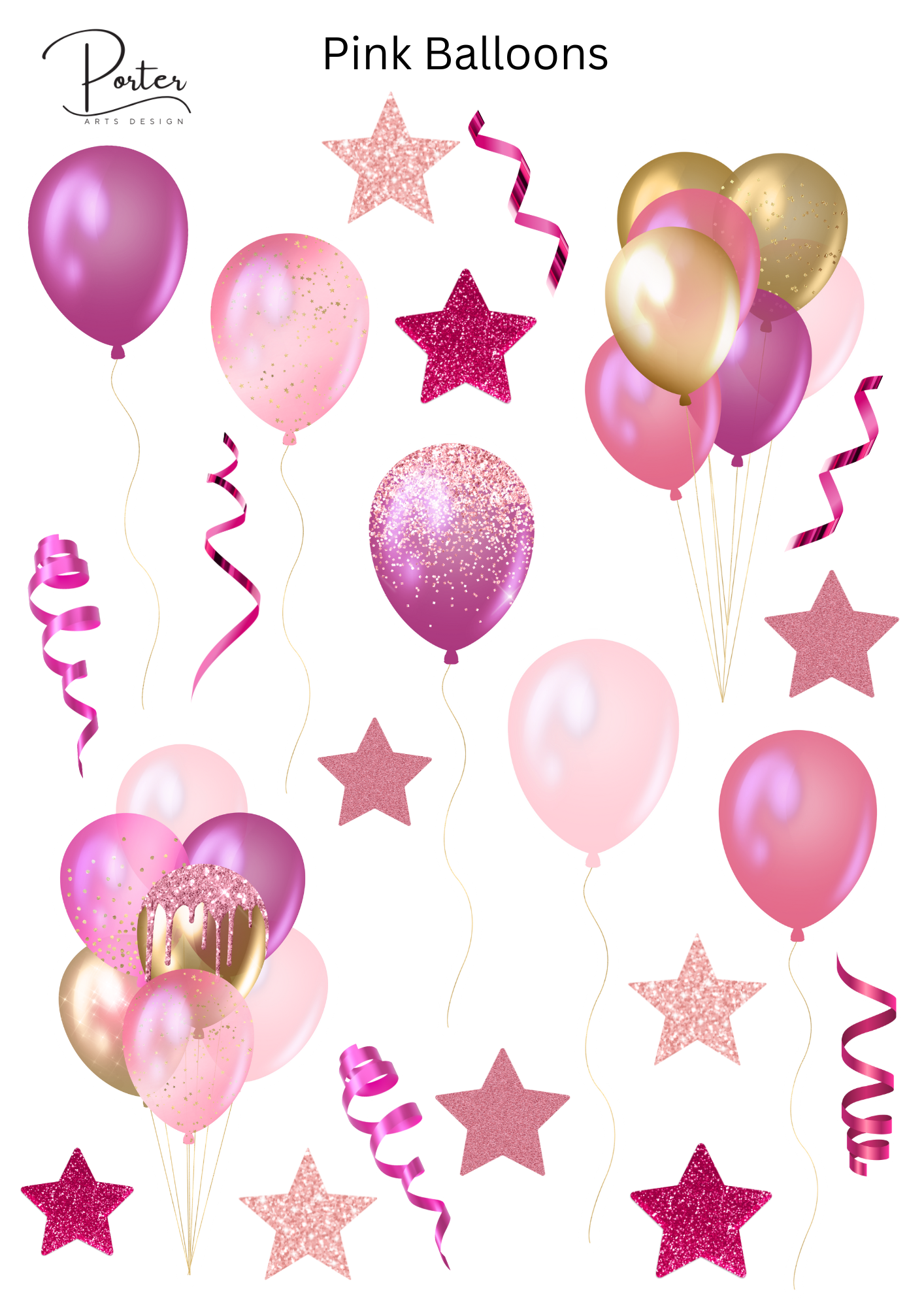 *PRINTABLE* Pink Balloons Sticker – Porter Arts Design