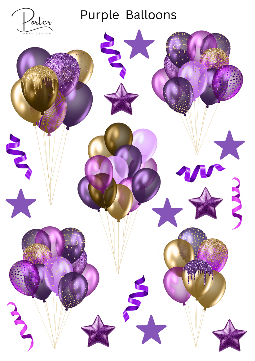 *PRINTABLE* Purple Balloons – Porter Arts Design