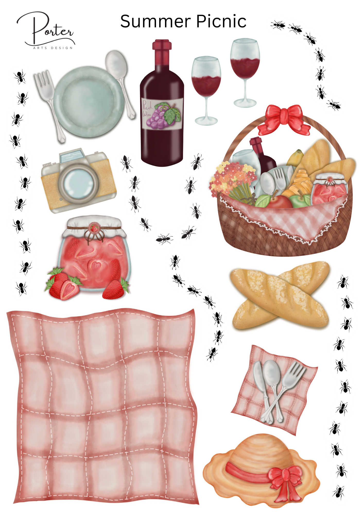 *PRINTABLE* Summer Picnic Sticker – Porter Arts Design