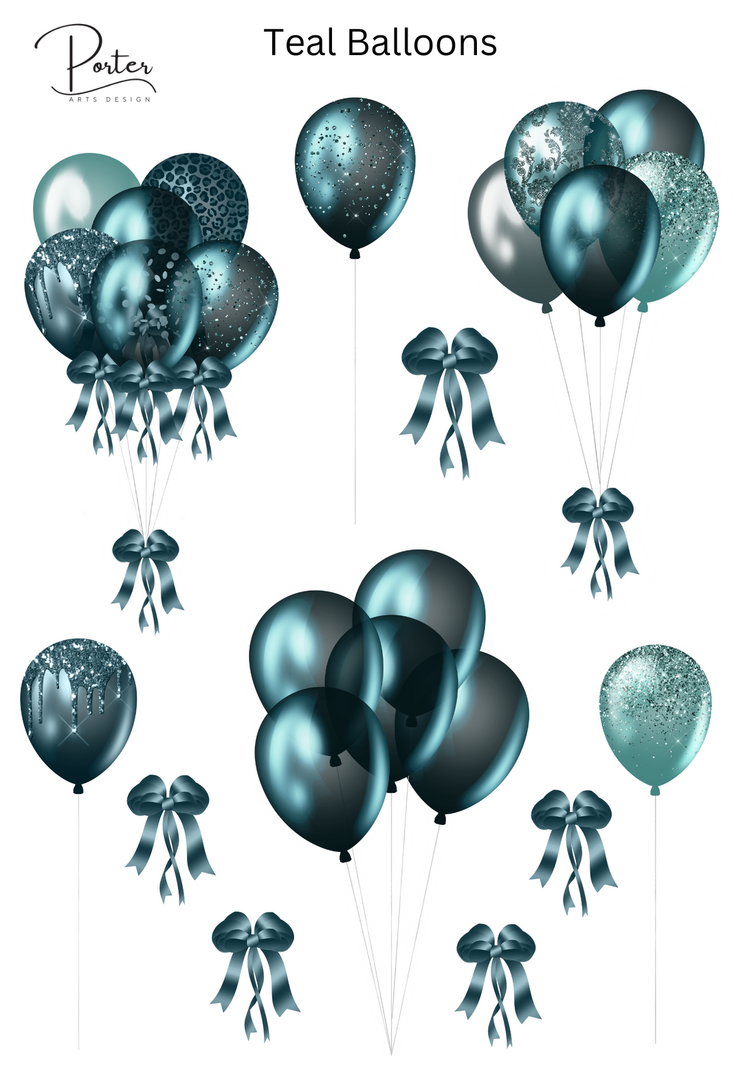 *PRINTABLE* Teal Balloons Sticker – Porter Arts Design