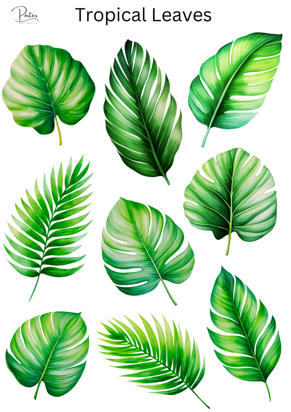 *PRINTABLE* Tropical Leaves Sticker – Porter Arts Design