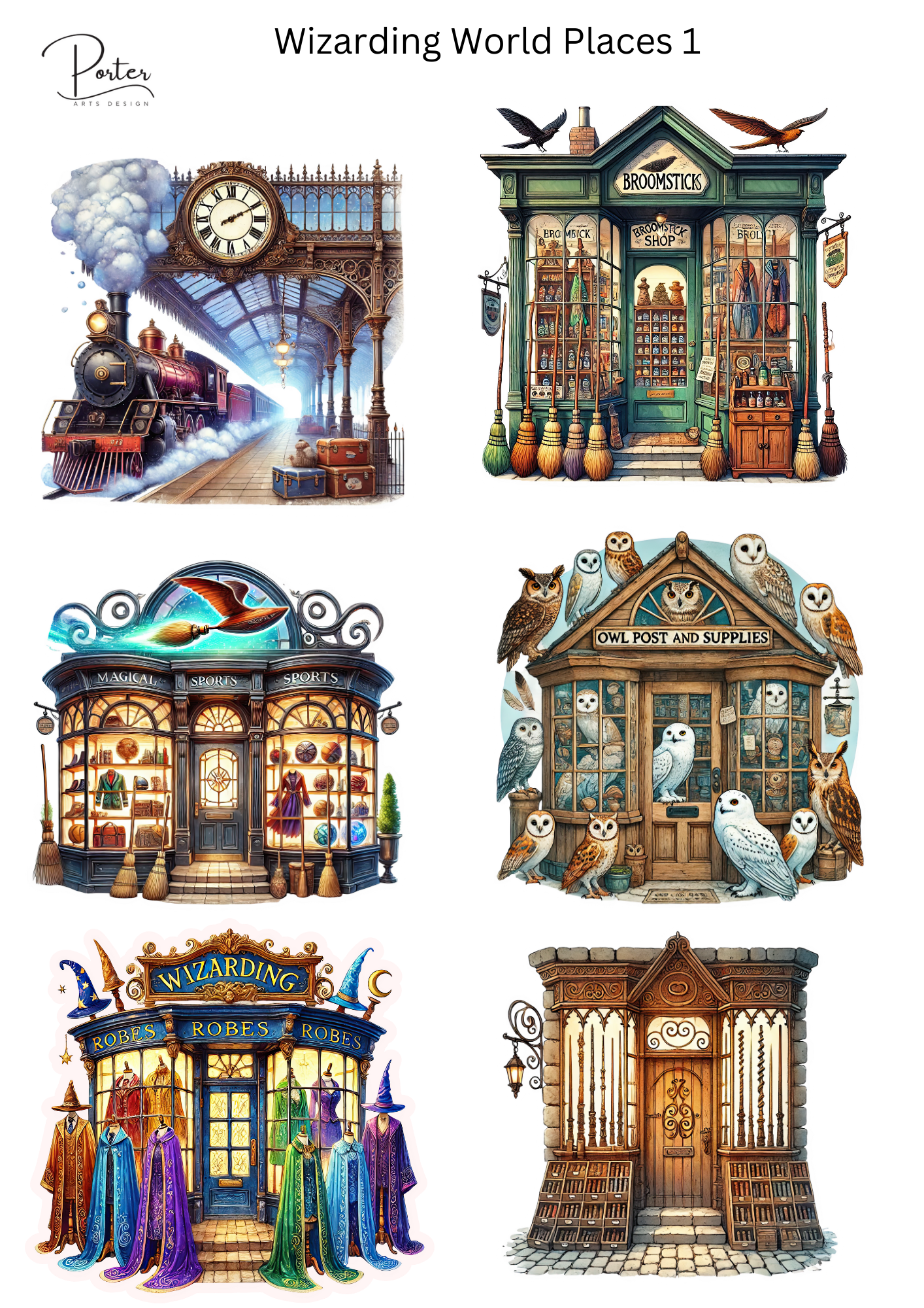 *PRINTABLE* Wizarding World Places 1 Stciker – Porter Arts Design